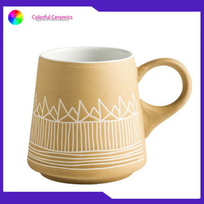 Different Size Silkscreen Coffee Mugs Stoneware Advertising Low Water Absorption