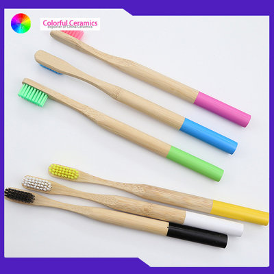 High End Soft Bristle Bamboo Toothbrush Round Handle PMS Color Homestay Usage