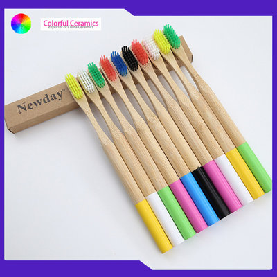 High End Soft Bristle Bamboo Toothbrush Round Handle PMS Color Homestay Usage