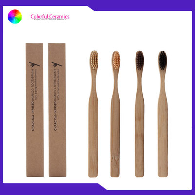 FDA Approved Bamboo Charcoal Toothbrush Homestay Wood Soft / Medium Bristle