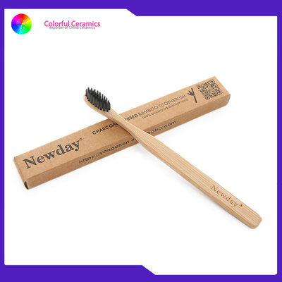 FDA Approved Bamboo Charcoal Toothbrush Homestay Wood Soft / Medium Bristle