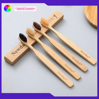 FDA Approved Bamboo Charcoal Toothbrush Homestay Wood Soft / Medium Bristle