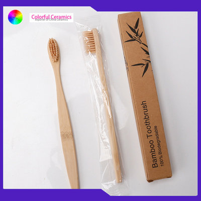 Biodegradable High End Bamboo Toothbrush Rainbow Color Light Weight Hotel Usage