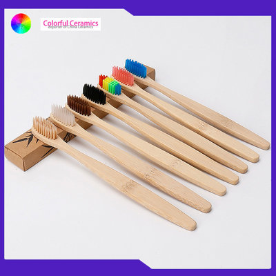 Biodegradable High End Bamboo Toothbrush Rainbow Color Light Weight Hotel Usage