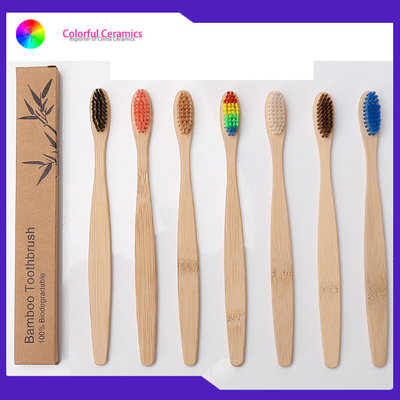 Biodegradable High End Bamboo Toothbrush Rainbow Color Light Weight Hotel Usage