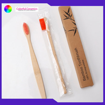 Biodegradable High End Bamboo Toothbrush Rainbow Color Light Weight Hotel Usage