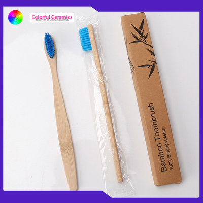 Biodegradable High End Bamboo Toothbrush Rainbow Color Light Weight Hotel Usage