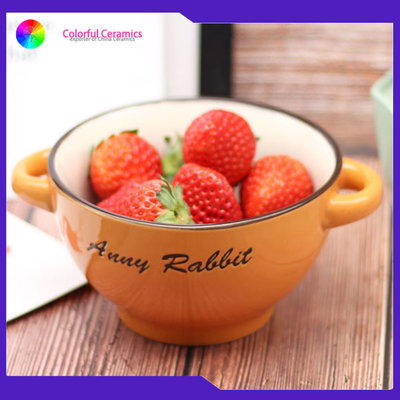 Salad / Dessert Ceramic Soup Bowl Disherwasher Safe With Silkdscreen Design