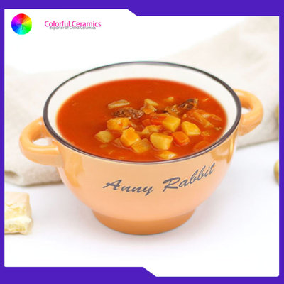 Salad / Dessert Ceramic Soup Bowl Disherwasher Safe With Silkdscreen Design