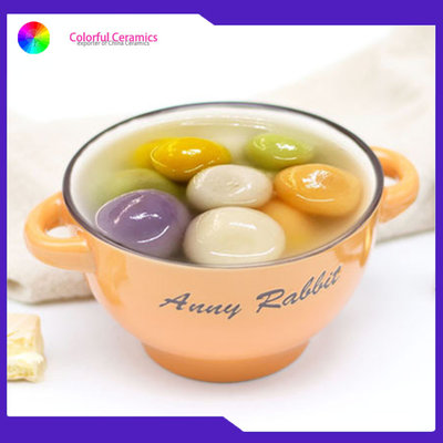 Salad / Dessert Ceramic Soup Bowl Disherwasher Safe With Silkdscreen Design