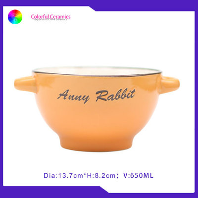Salad / Dessert Ceramic Soup Bowl Disherwasher Safe With Silkdscreen Design
