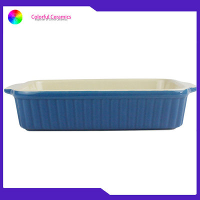 Daily Usage Ceramic Baking Tray , Double Handles Rectangular Baking Plate Bake