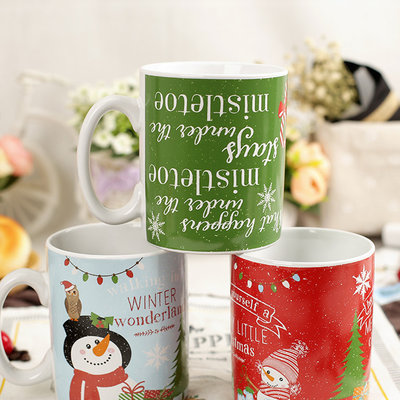 Disherwasher Safe Stoneware Coffee Cups 420ml For Christmas Festival Gift