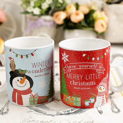 Disherwasher Safe Stoneware Coffee Cups 420ml For Christmas Festival Gift