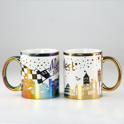 Milk Cup Handmade Stoneware Mugs Gold - Plated Baking Flower Creative Design