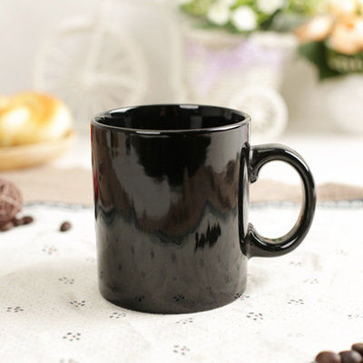 Lead / Cadmium Free Promotional Products Coffee Mugs Bright Black Real Gold Logo