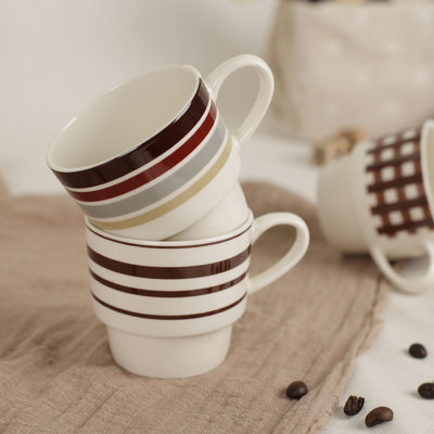 Stackable Coffee Travel Cup , Coffee Ceramic Mug Advertising Promotion Gift