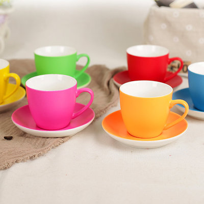 Nordic Style Ceramic Coffee Mug Set Plate Colorful Tea Suit Disherwasher Safe