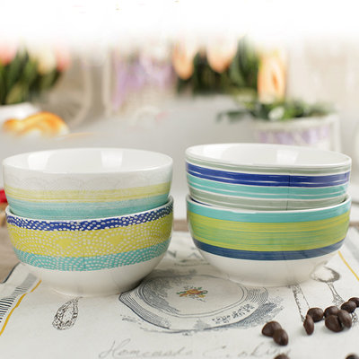 Ceramic Tableware Strip Set Soup Bowl Mug Noodle Plate Food Contact Safe