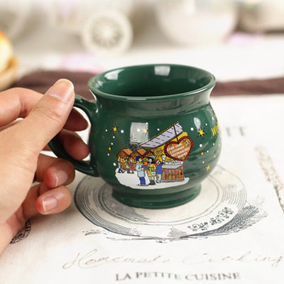 Stoneware Personalized Ceramic Coffee Mugs Green Porcelain Pot Unique Jar Cartoon Glaze