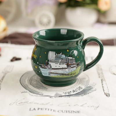 Stoneware Personalized Ceramic Coffee Mugs Green Porcelain Pot Unique Jar Cartoon Glaze