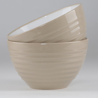Big Retro Ceramic Oatmeal Cereal Soup Bowl Lead Free Screw Pattern Noodles