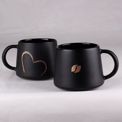 Black Matte Ear Custom Ceramic Coffee Mugs Eco - Friendly Creative Design