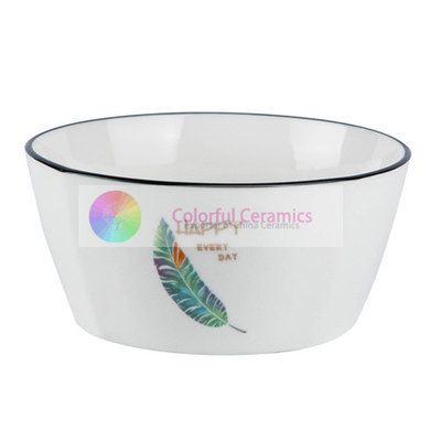 Nordic Style Tableware Handmade Ceramic Bowls Decorative With Gold Decal