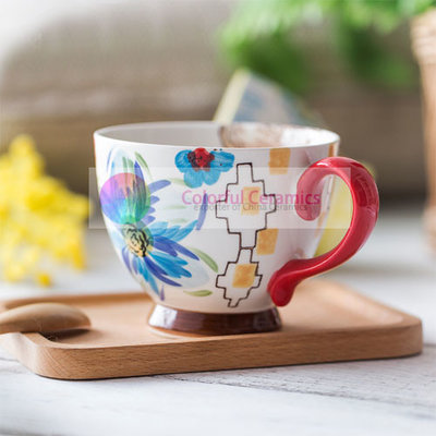 400ml Diy Hand Painted Coffee Mugs Unique Design With Foot Stand