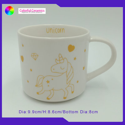 Eco - Friendly Ceramic Coffee Mug Set Unicorn Decal Stacking Coffee Mug Set