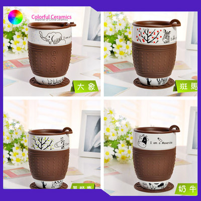 Microwave Safe Ceramic Coffee Mugs Without Handles Portable Drinking Cup 450ml