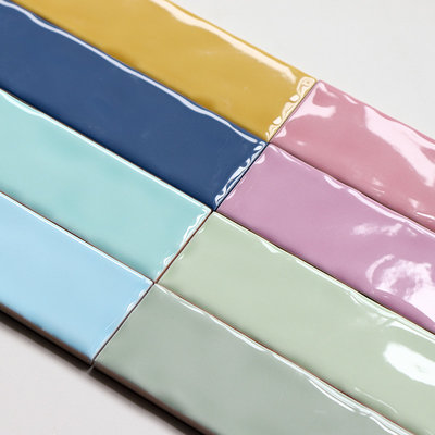 Decorative Glossy Handmade Wall Tiles 50x200mm Handcrafted Subway Tile