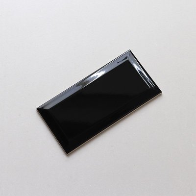 100X200mm Black Beveled Glazed Ceramic Interior Subway Tiles for Decoration