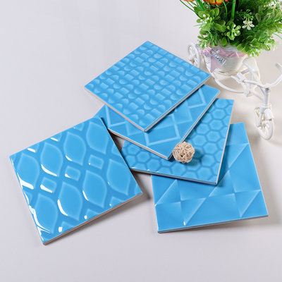 Metro Brick Blue Subway Tile 6 X 6 Elegant Glazed Ceramic Tile Slip Resistance