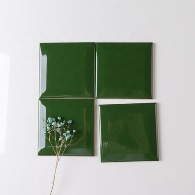 Dark Green Contemporary Kitchen Wall Tiles Ceramic Subway Tile 100x100