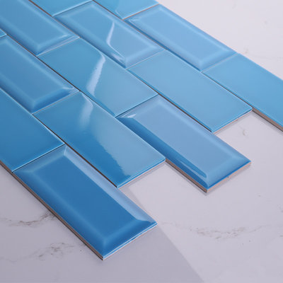 Antibacterial 3x6 Subway Wall Tile Beveled Edge Non Slip For Living Room