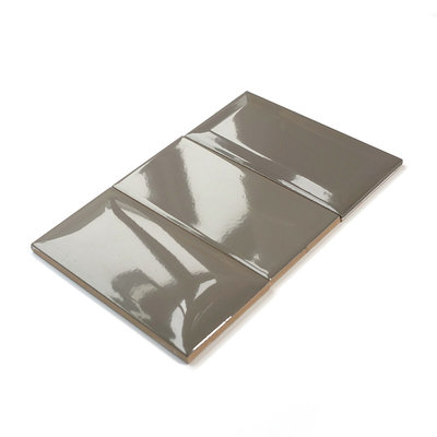 Glossy Glazed Subway Kitchen Room Wall Tiles 75 X 150mm Grey Slip Resistance