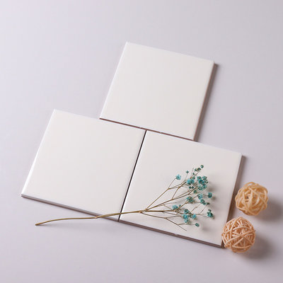 Indoor Milan White Glass Subway Tile 100x100mm Straight / Beveled Edge Type