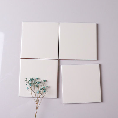 Indoor Milan White Glass Subway Tile 100x100mm Straight / Beveled Edge Type