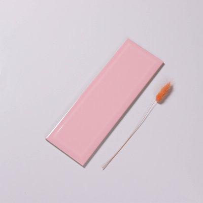 Decorative Pink Ceramic Bathroom Wall Tiles 4 X 12 Subway Tile Glazed