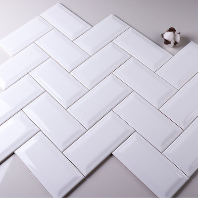 Kitchen Glazed Colorful Wall Tiles Ceramic Mosaic Subway Tile 7mm Thickness