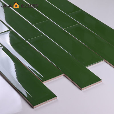 Glazed Green Subway Wall Tile 3" X 12" Bathroom Decoration Wear Resistant