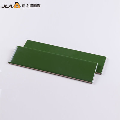 Glazed Green Subway Wall Tile 3" X 12" Bathroom Decoration Wear Resistant