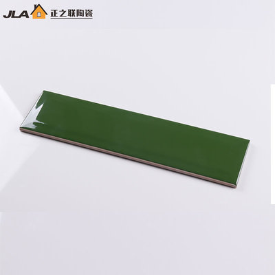 Glazed Green Subway Wall Tile 3" X 12" Bathroom Decoration Wear Resistant