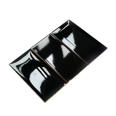 Black Ceramic Bathroom Wall Tiles 3x6 Straight Beveled Edge Type Anti Skidding
