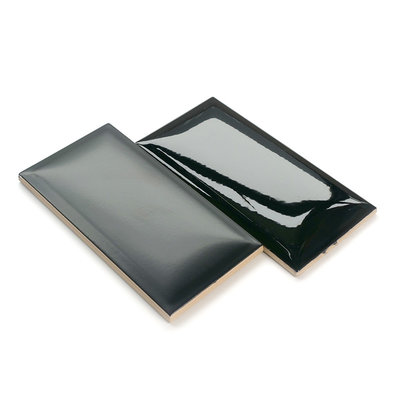Black Ceramic Bathroom Wall Tiles 3x6 Straight Beveled Edge Type Anti Skidding