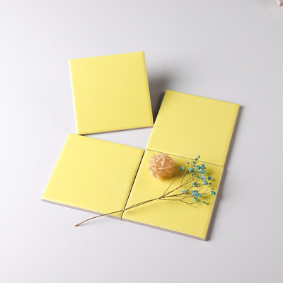 Autumn Yellow Glass Mosaic Tiles 4x4 For Art Stainless Steel Swimming Pool