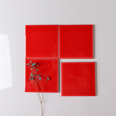 200 X 200 Custom Made Handmade Ceramic Tiles Hand Glazed Subway Tile Red Color