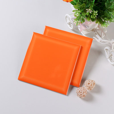 Smooth Glaze 6x6 Ceramic Wall Tile Bathroom Shower Tile Acid Resistant Orange