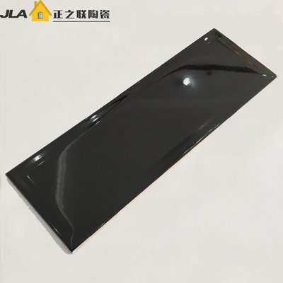 10x30 Waterproof Wall Tiles Gloss Bathroom Interior Ceramic Tiles Black Color